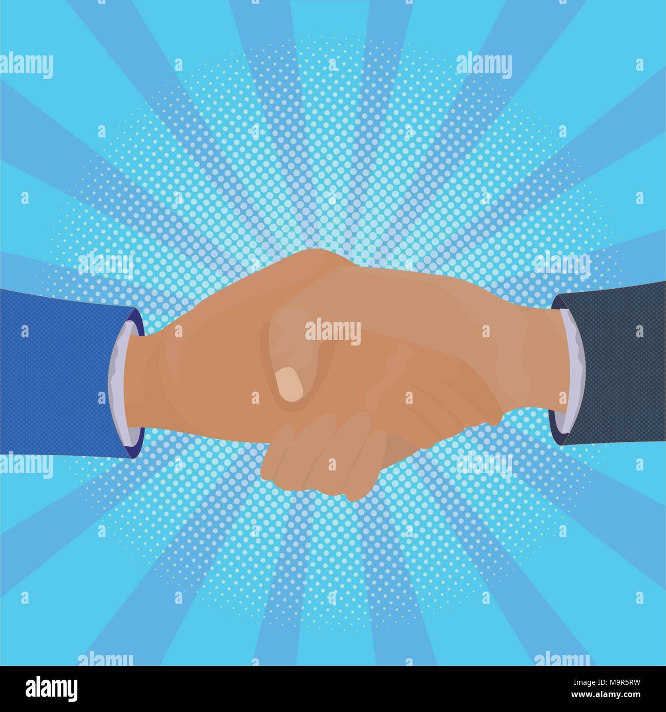 Business Handshake Over Comic Retro Background Hand Shake And Agreement ...