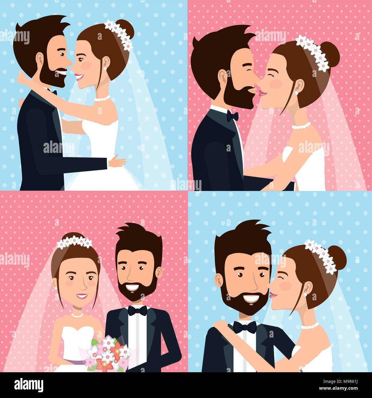 just married couple set pictures vector illustration design Stock ...