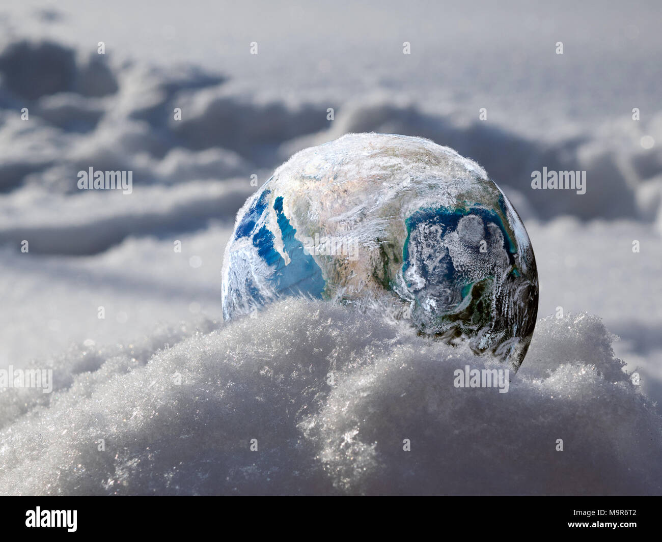Freezing planet Earth. Large drifts of snow. The concept of climate ...