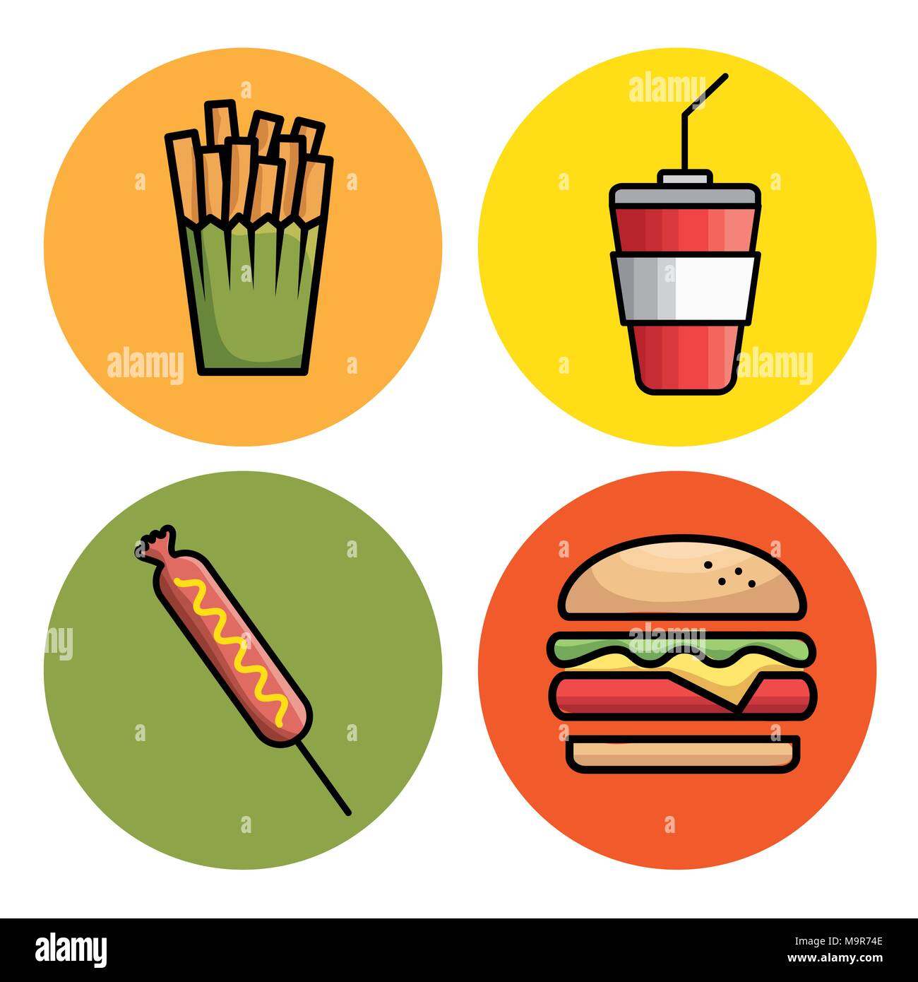 fast food set icons Stock Vector Image & Art - Alamy