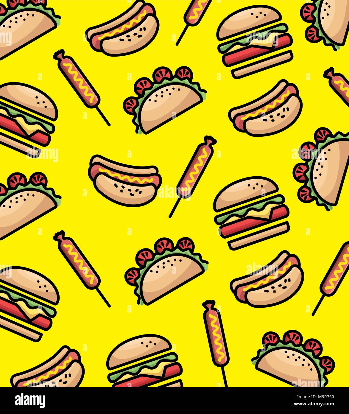 fast food pattern background Stock Vector Image & Art - Alamy