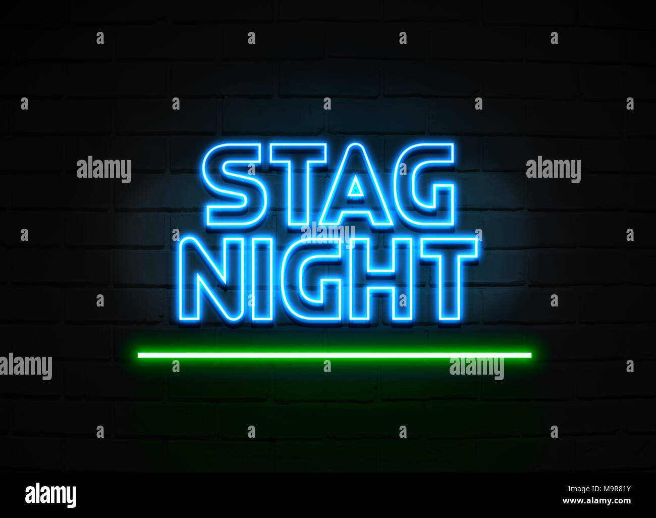 Stag Night neon sign - Glowing Neon Sign on brickwall wall - 3D ...