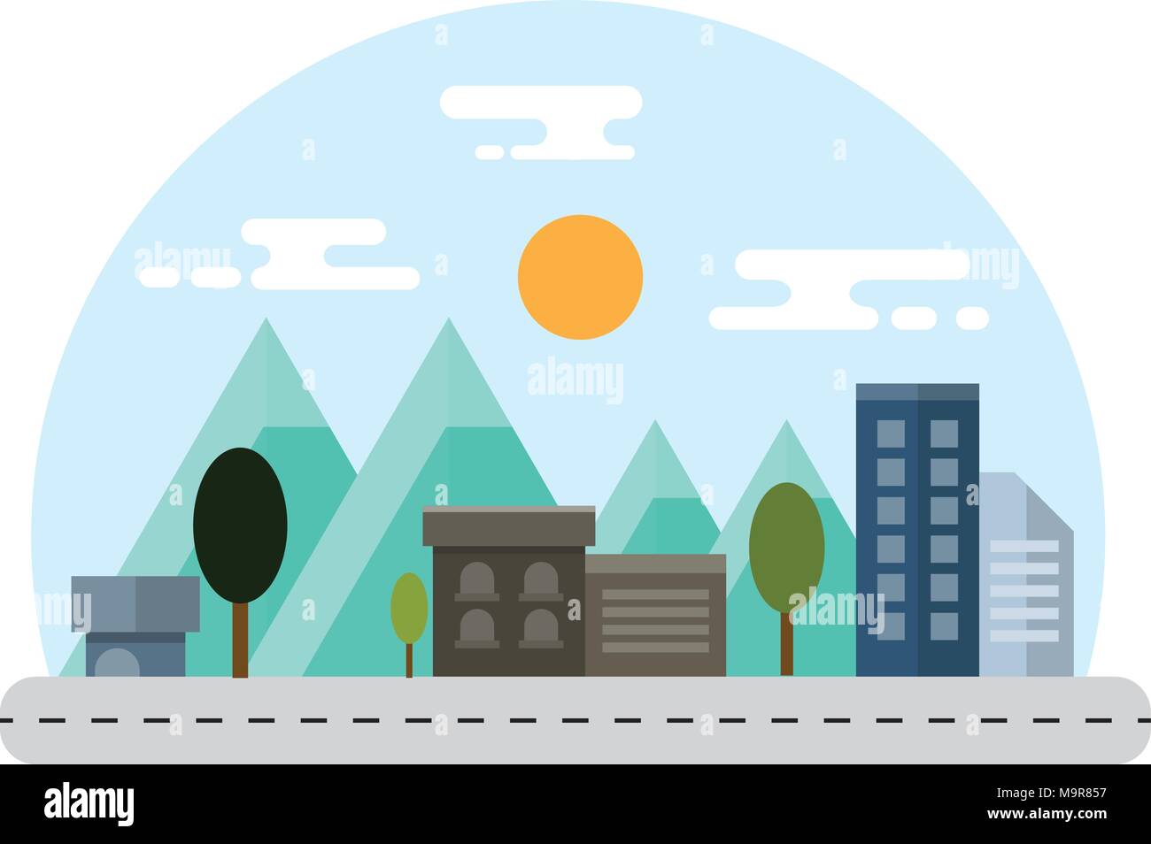 Countryside and City Landscape Illustration. Flat Design Stock Vector ...