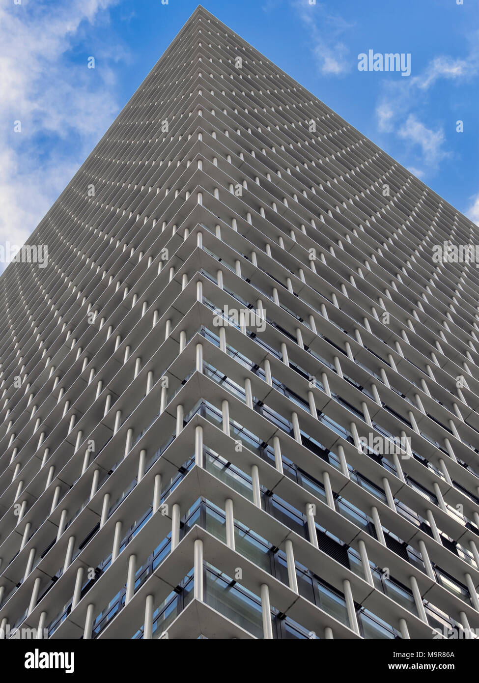 LONDON, UK - MARCH 08, 2018: Abstract image of Tower block building in ...