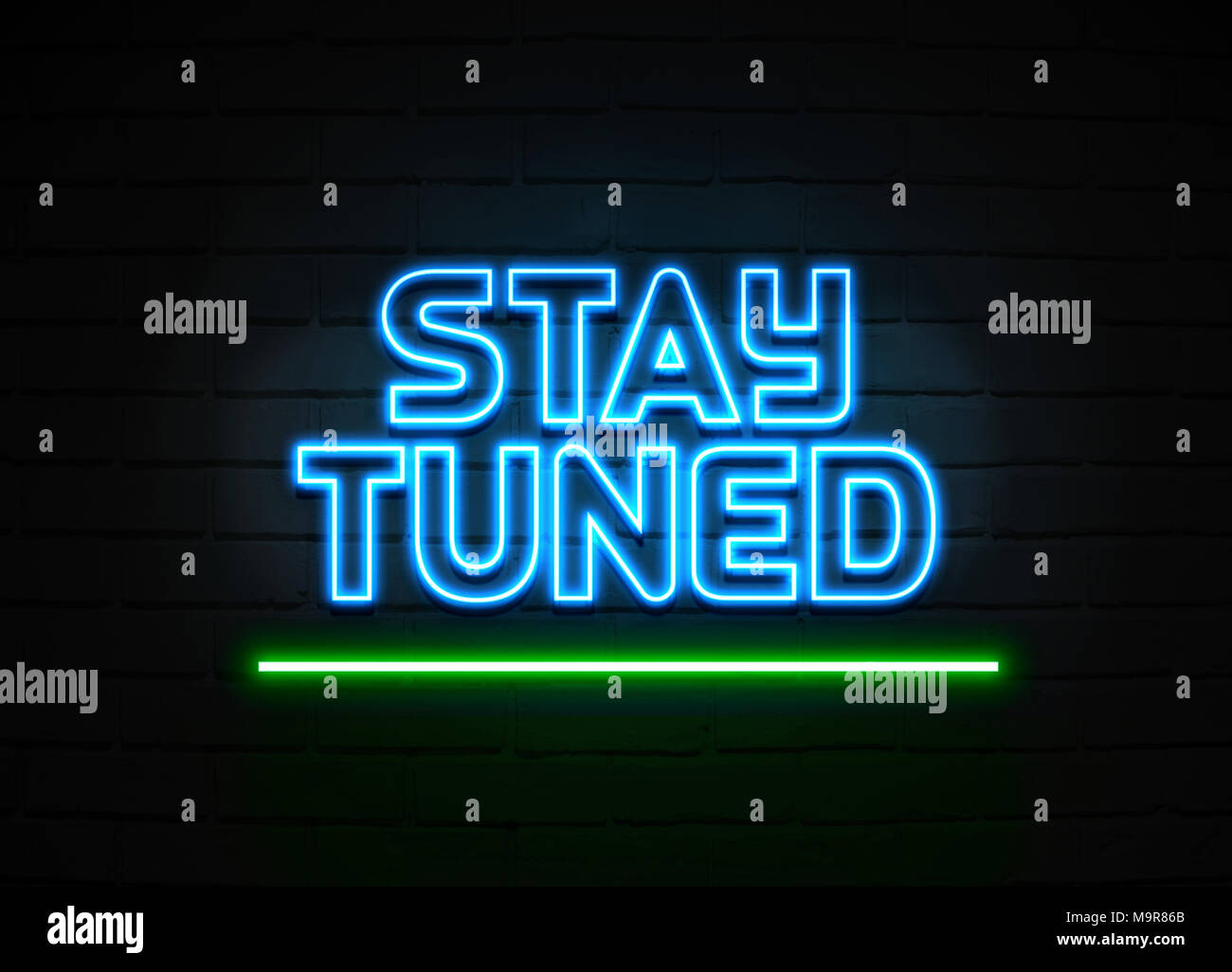 Stay Tuned neon sign - Glowing Neon Sign on brickwall wall - 3D ...