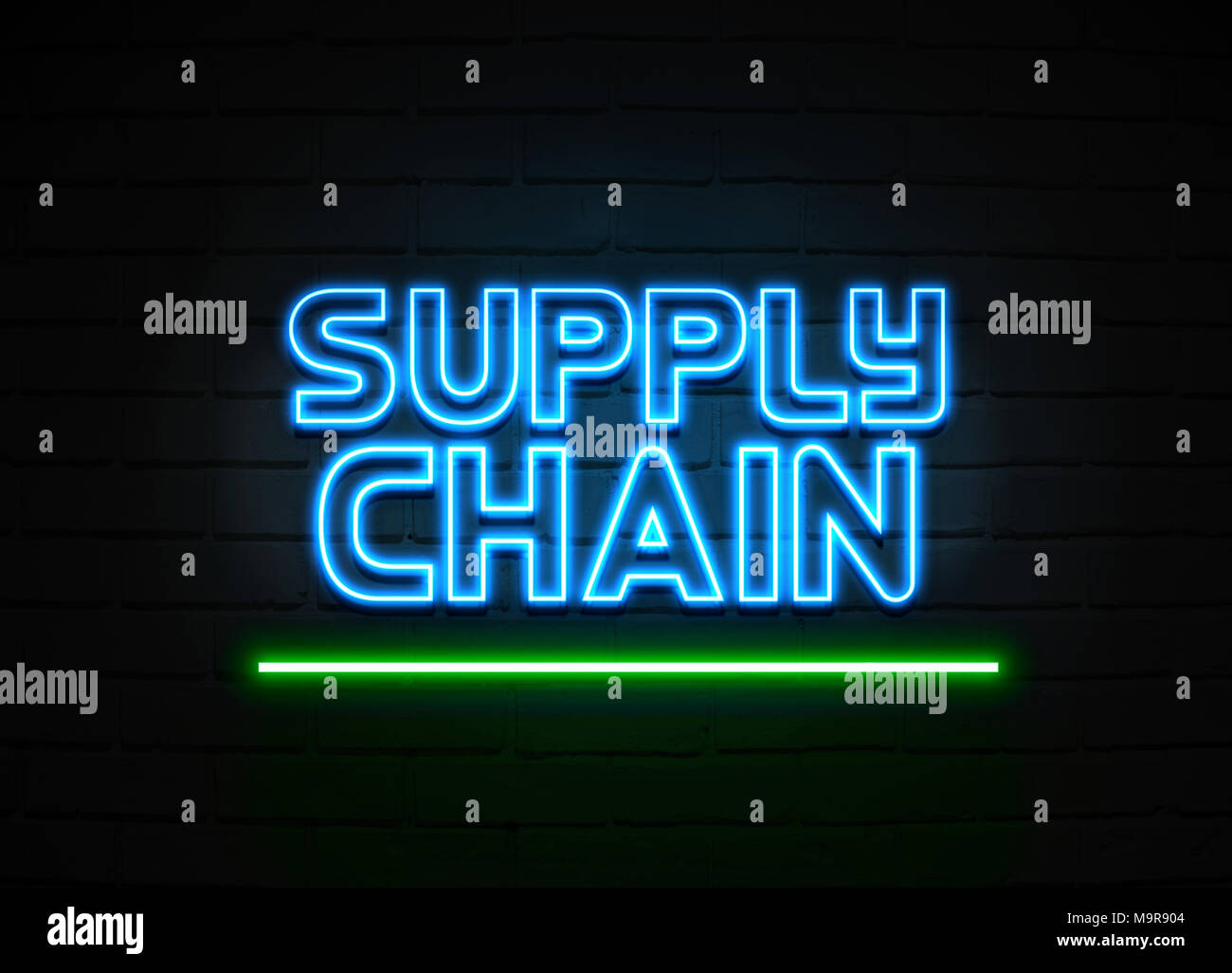 Supply Chain neon sign - Glowing Neon Sign on brickwall wall - 3D ...