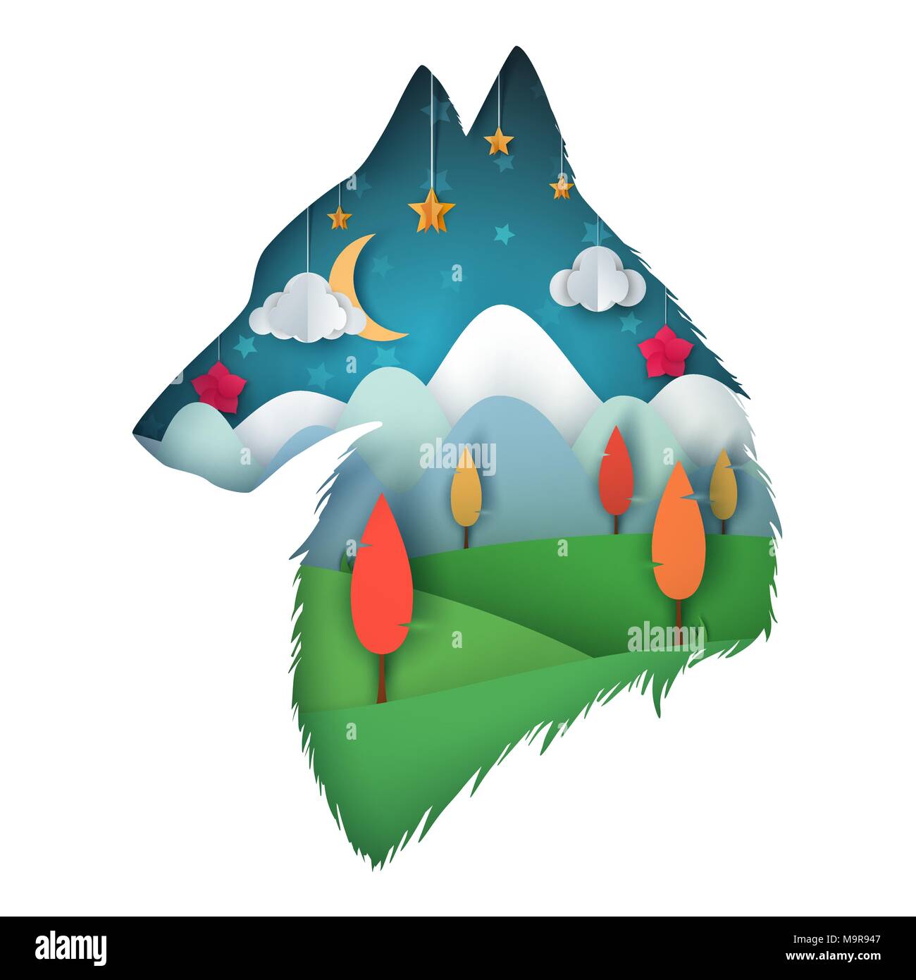 Cartoon illustration wolf hi-res stock photography and images - Alamy