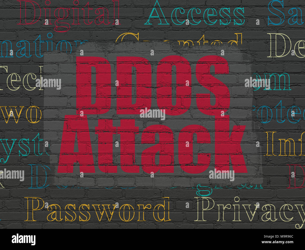 Protection concept: DDOS Attack on wall background Stock Photo - Alamy