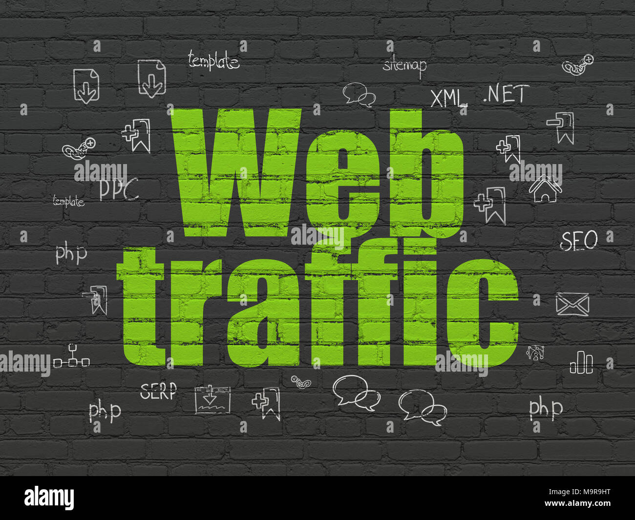 Web development concept: Web Traffic on wall background Stock Photo - Alamy