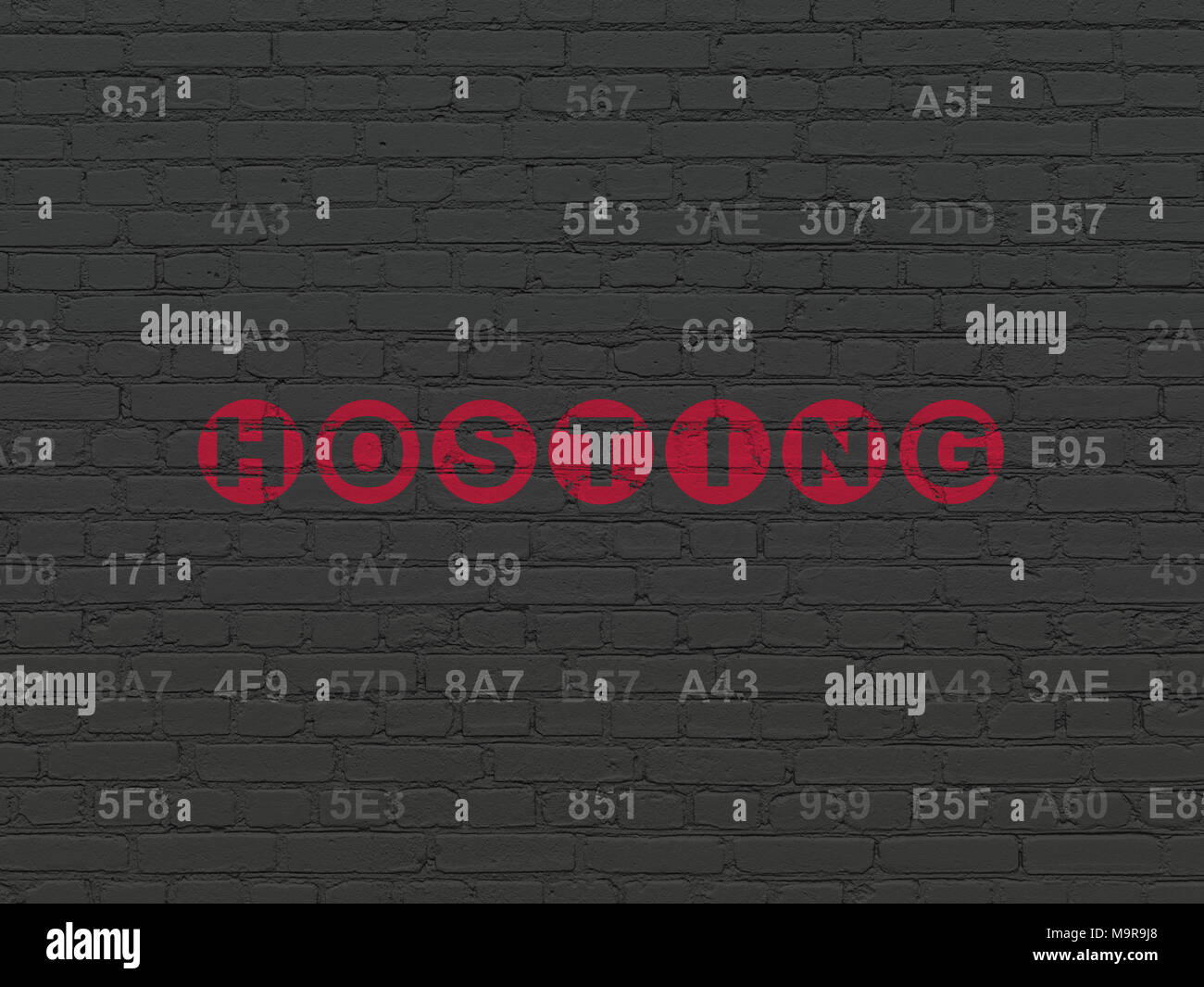 Web development concept: Hosting on wall background Stock Photo - Alamy