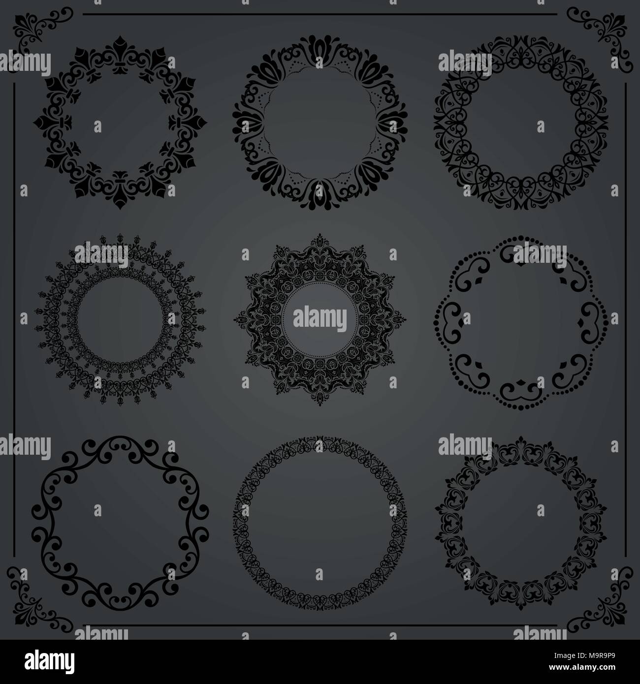Vintage Set of Vector Round Elements Stock Vector Image & Art - Alamy