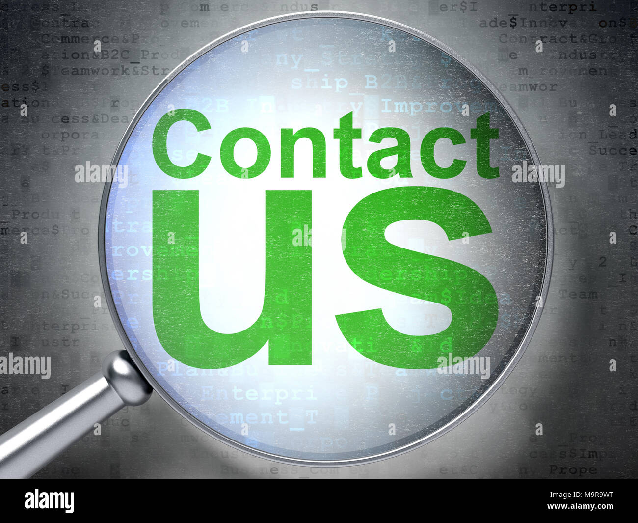 Advertising concept: Contact Us with optical glass Stock Photo - Alamy