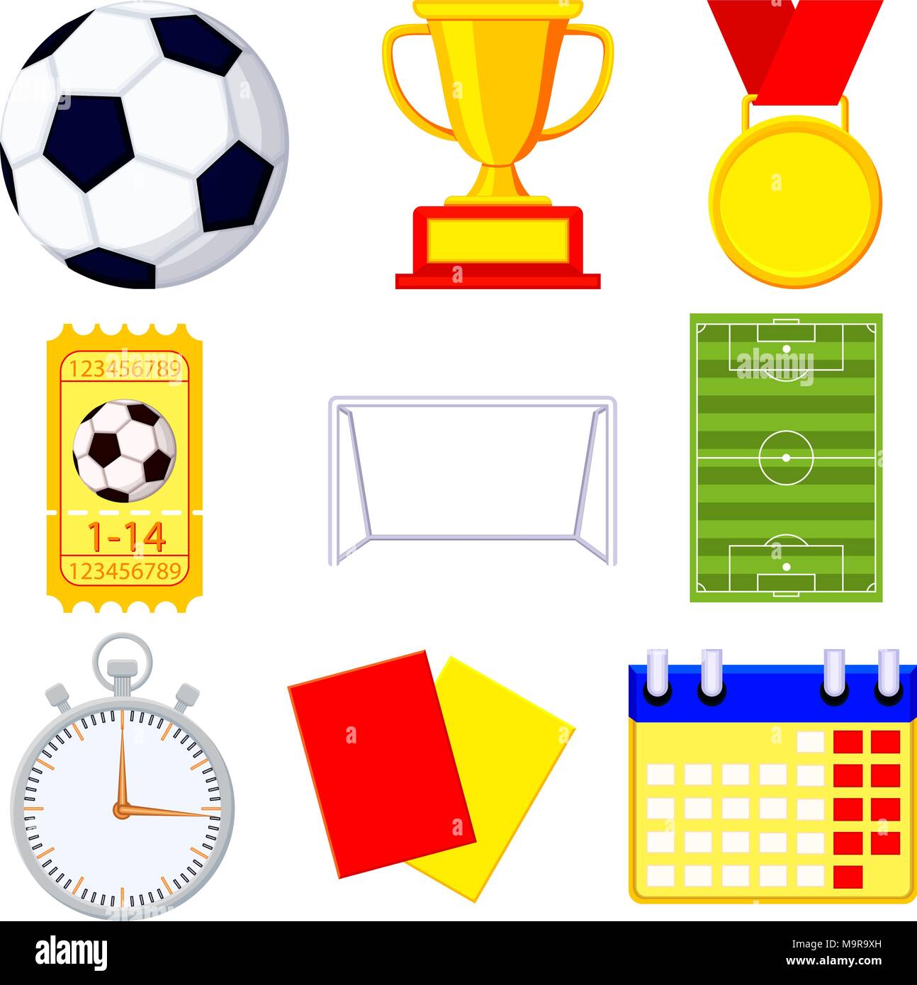 Soccer football game cartoon icon 9 element set Stock Vector Image ...