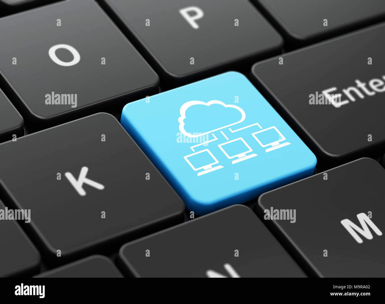 Cloud technology concept: Cloud Network on computer keyboard background ...