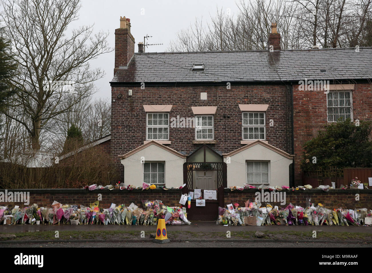 Floral tributes outside the home of Sir Ken Dodd in Knotty Ash, ahead ...