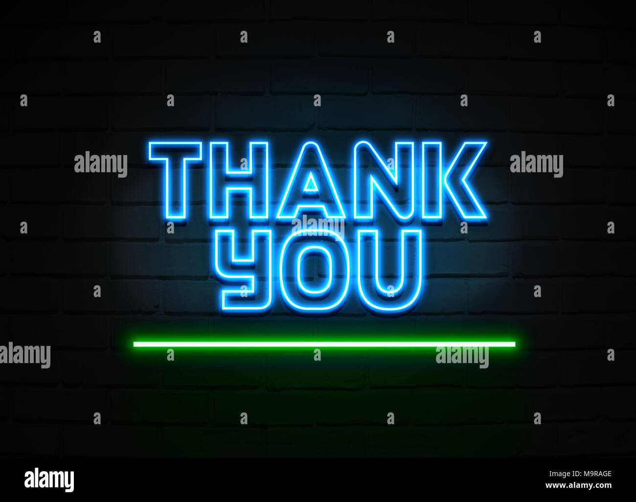 Thank You neon sign - Glowing Neon Sign on brickwall wall - 3D rendered ... Thank You neon sign - Glowing Neon Sign on brickwall wall - 3D rendered ...