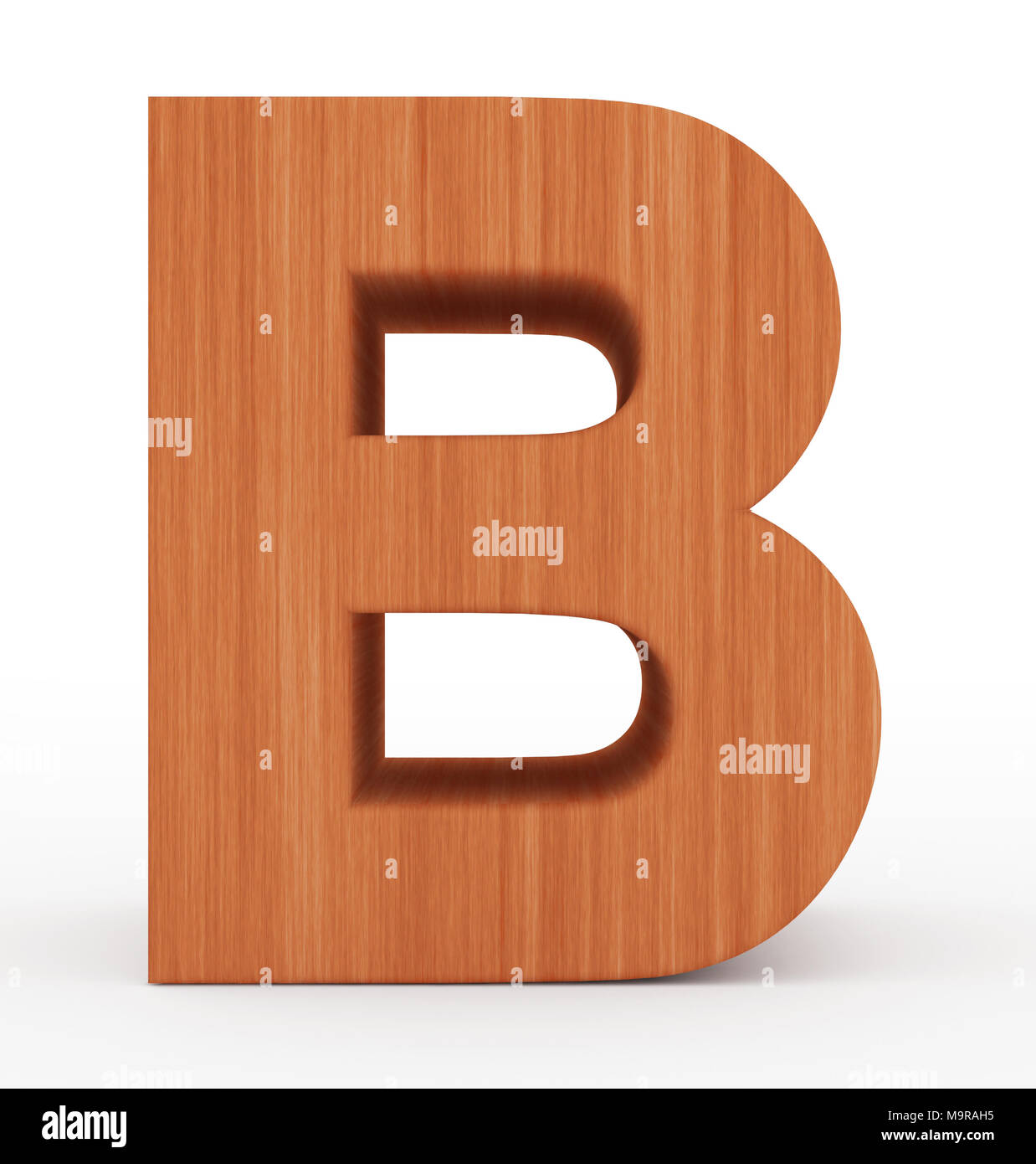 letter B 3d wooden isolated on white - 3d rendering Stock Photo - Alamy