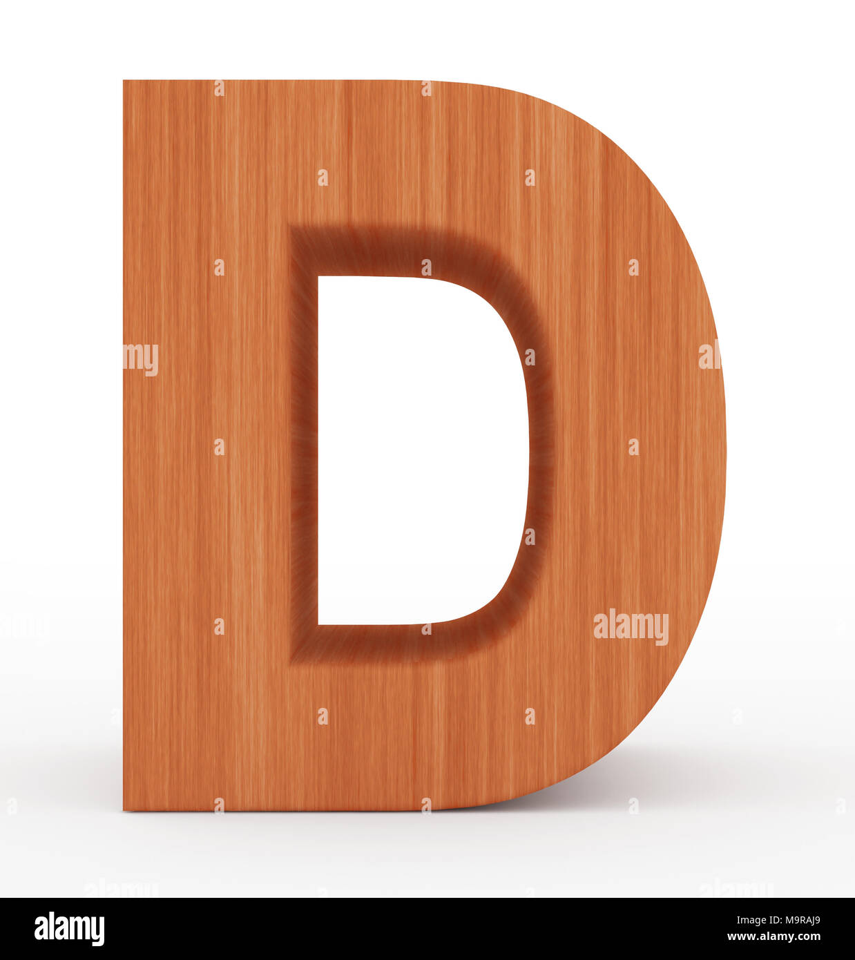 letter D 3d wooden isolated on white - 3d rendering Stock Photo - Alamy