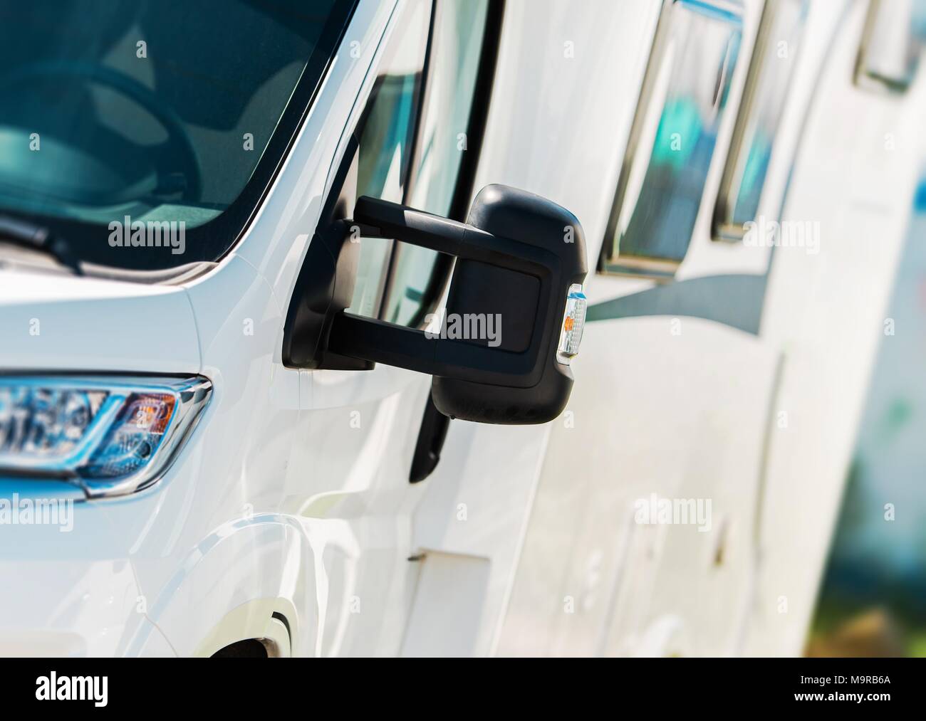 Camper Van Vacation Trip. Modern Compact Size Motorhome Side Closeup ...