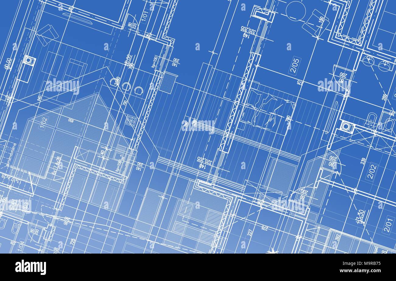 House Project Blueprint Background Illustration. Architectural Backdrop ...