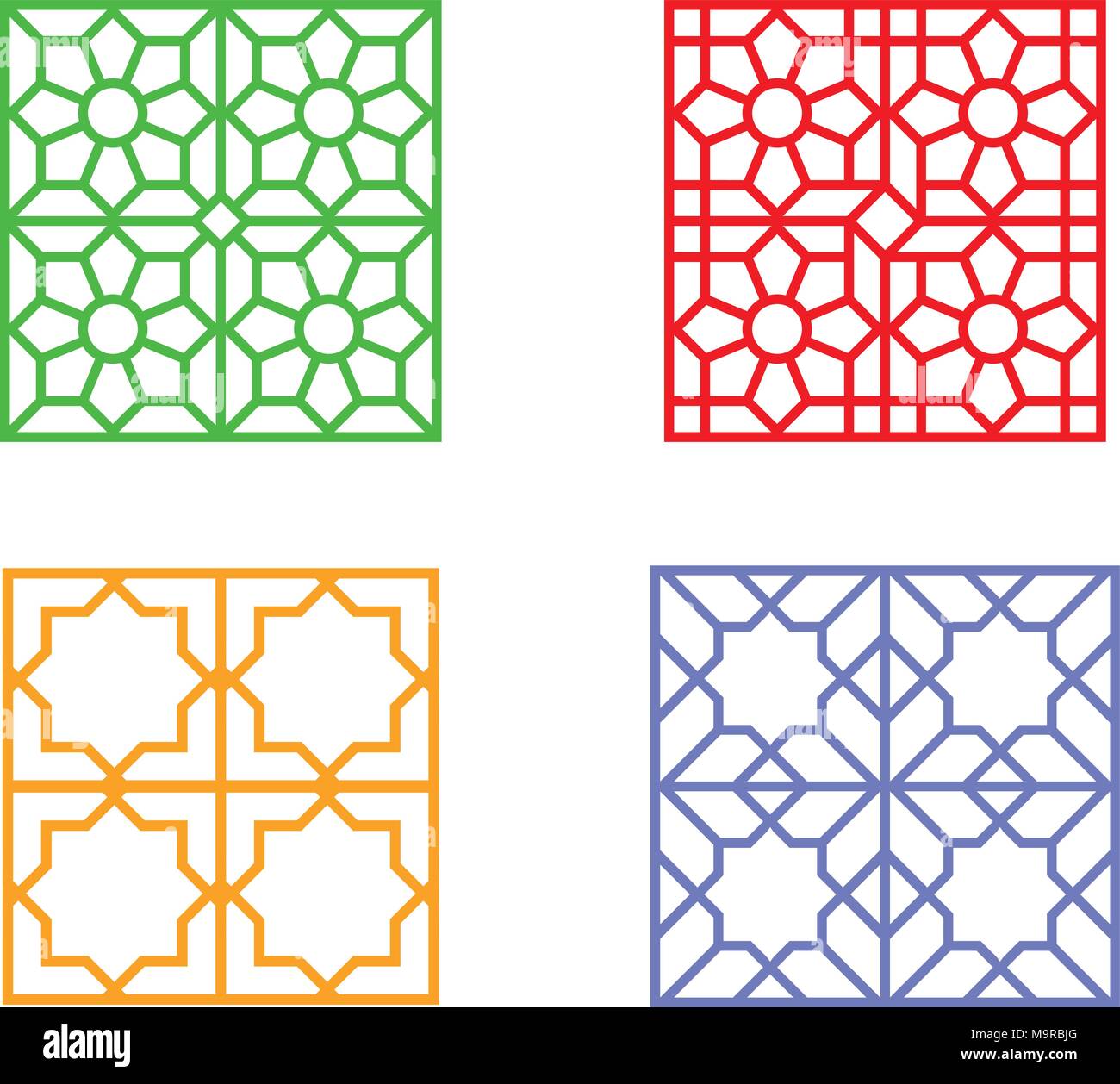 Large square window frame with islamic pattern, vector art Stock Vector ...