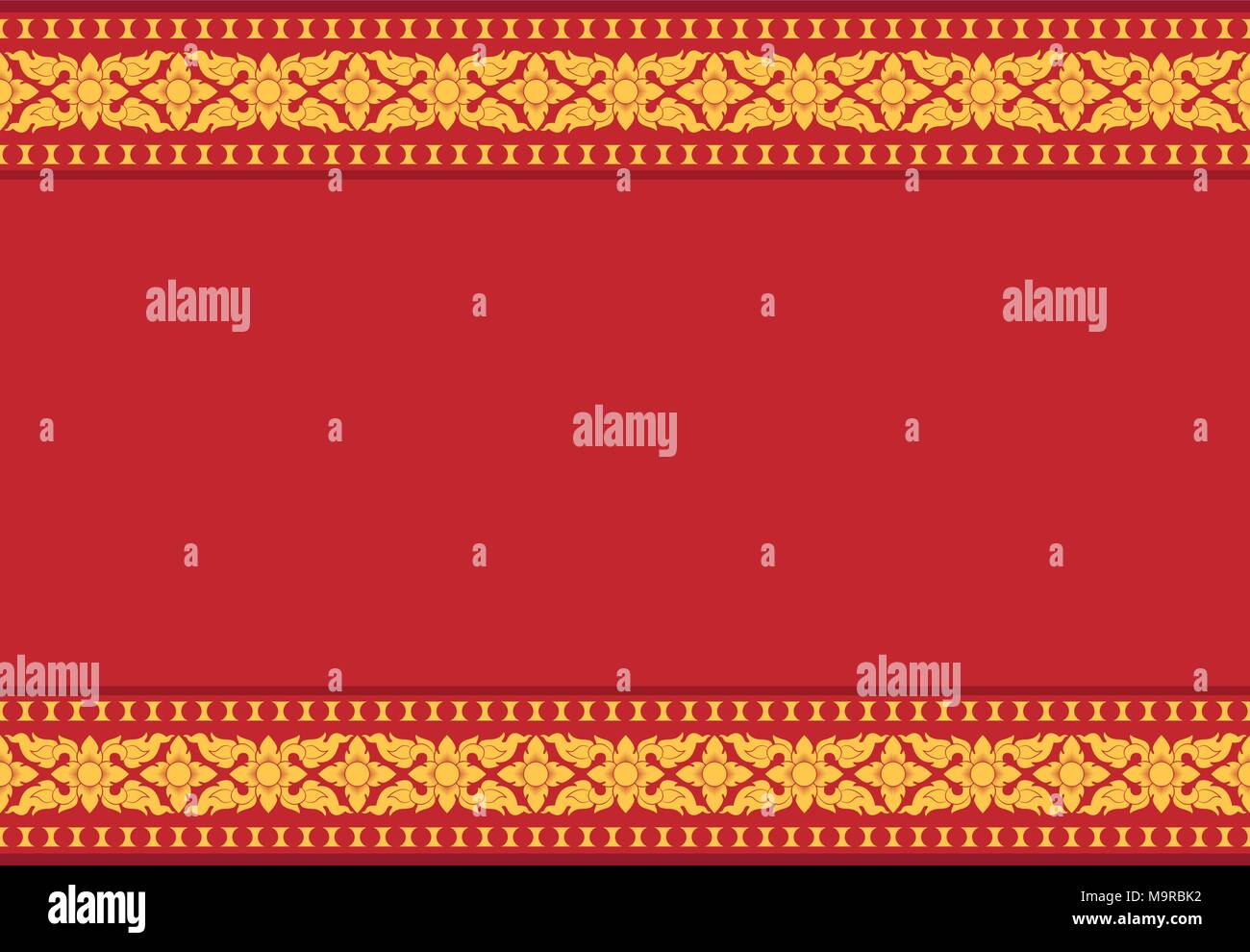 Red background with yellow Thai pattern, vector art Stock Vector Image ...