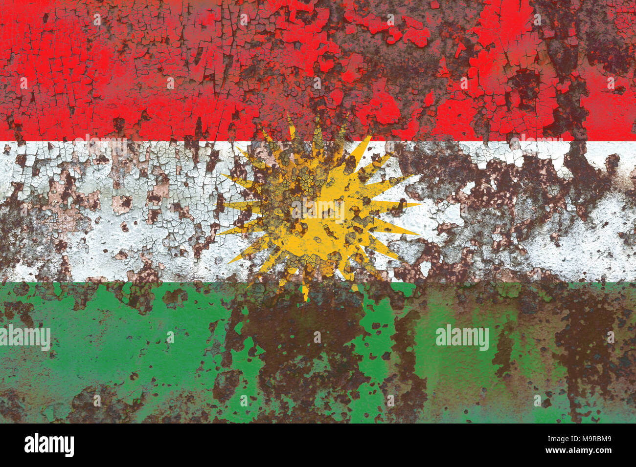 Kurdistan grunge flag, Iraq dependent territory flag Stock Photo - Alamy