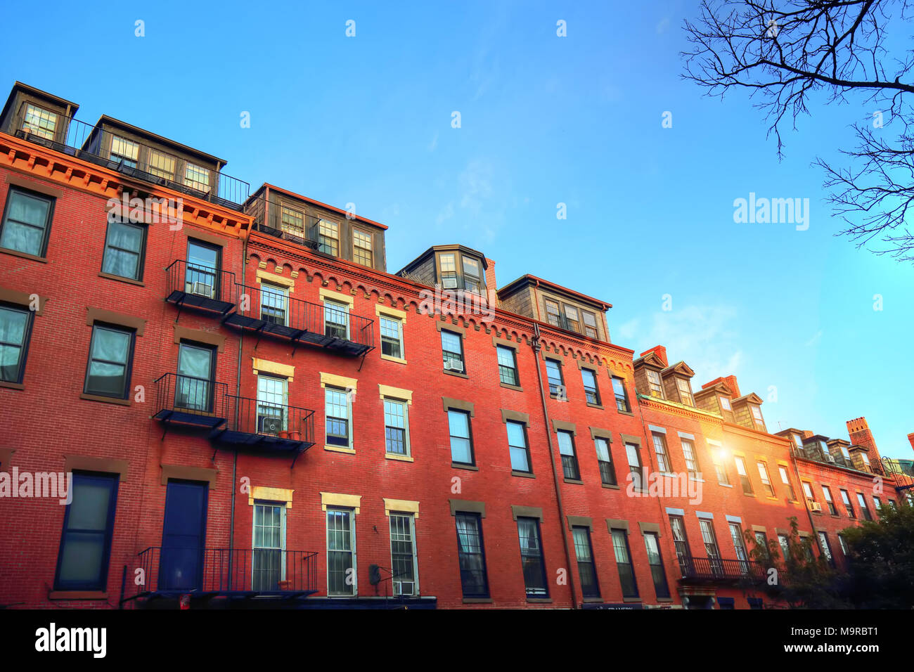 Boston typical houses in historic center Stock Photo - Alamy