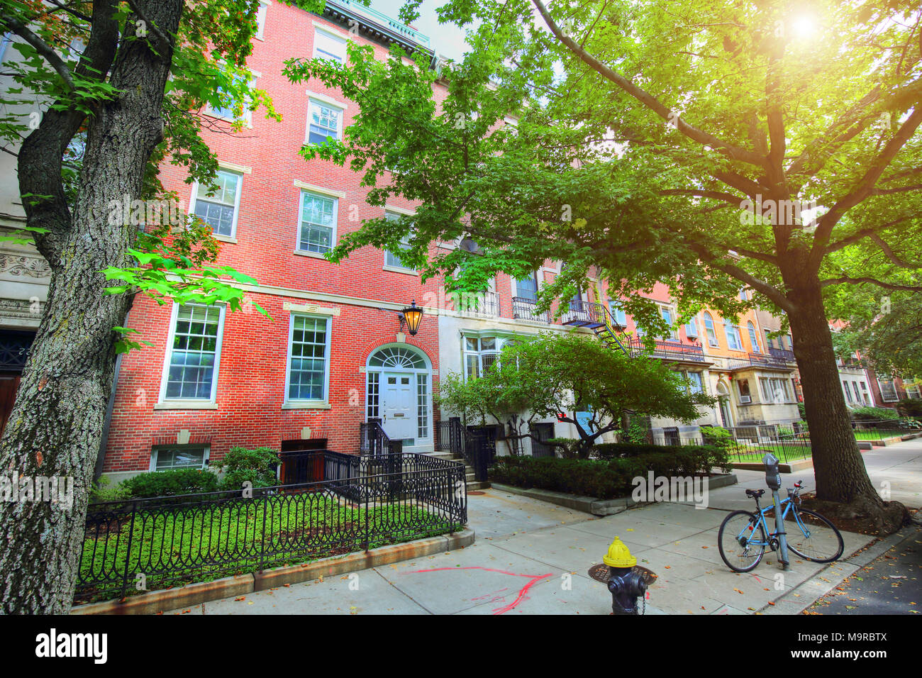Boston typical houses in historic center Stock Photo - Alamy