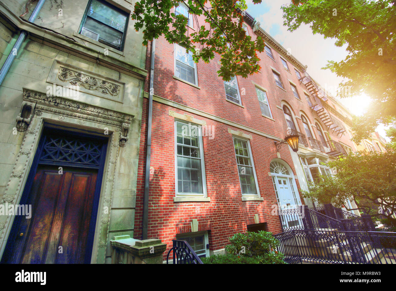 Boston typical houses in historic center Stock Photo - Alamy
