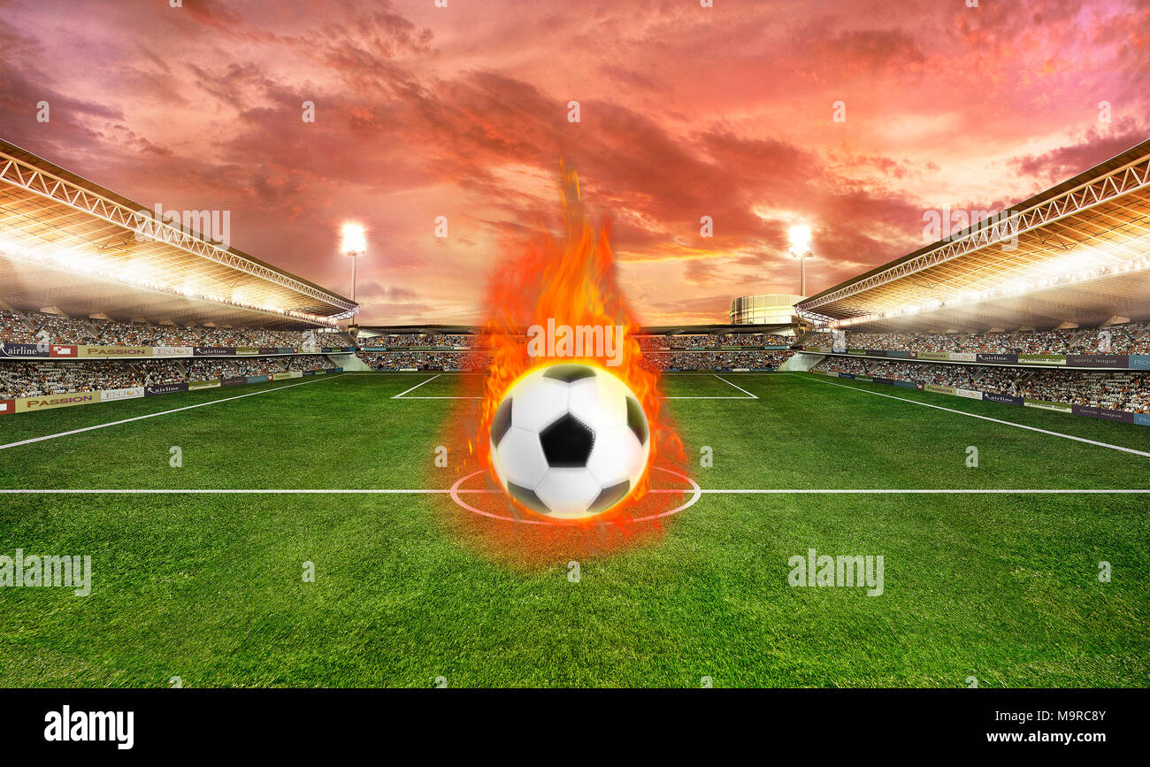 Burning soccer ball on stadium hi-res stock photography and images - Alamy
