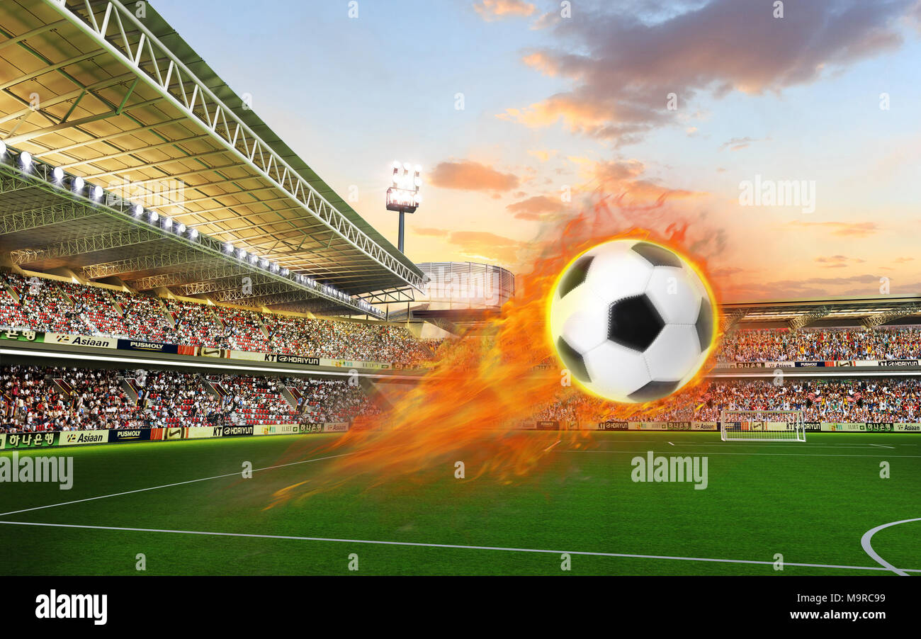 Soccer ball on the stadium field hi-res stock photography and images ...