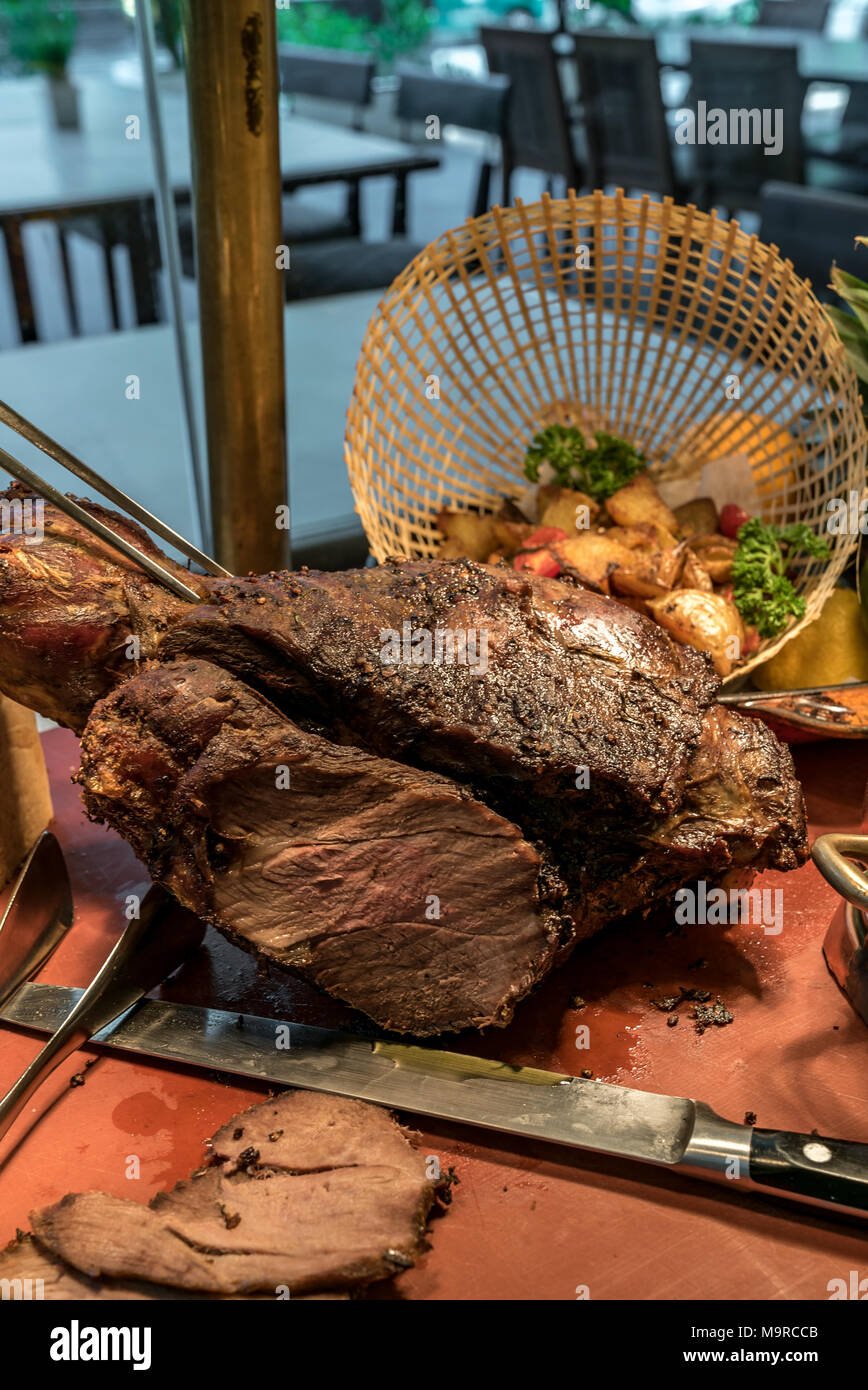 lamb chop at carving station Stock Photo - Alamy