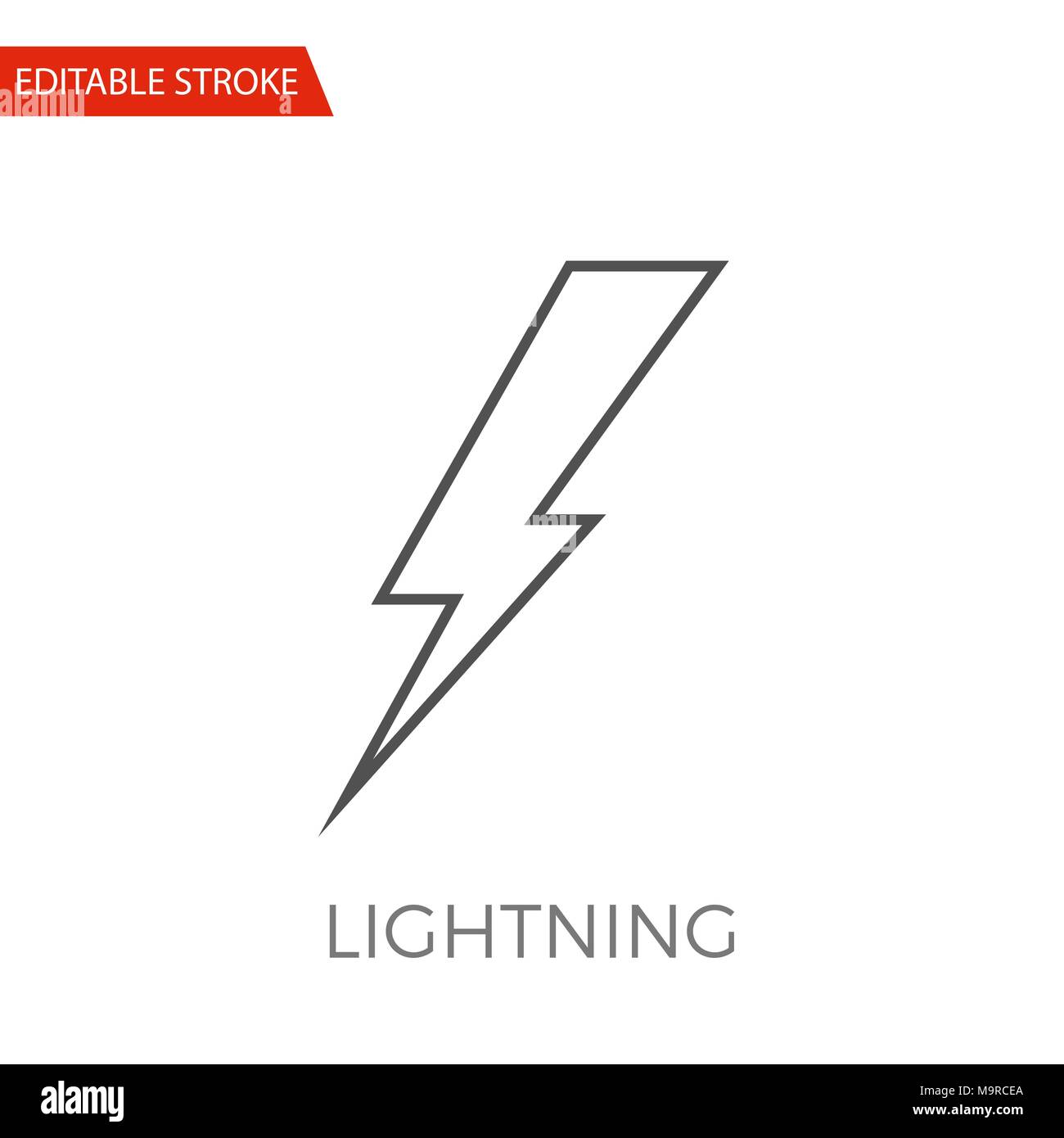 Lightning Vector Icon. Thin Line Vector Illustration. Adjust stroke ...