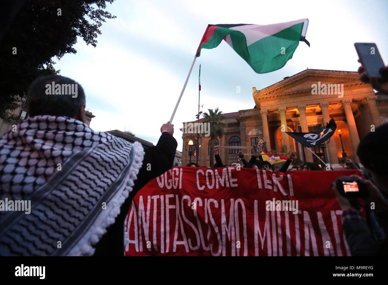 Anti-fascist march in Palermo, Italy Featuring: atmosphere Where ...
