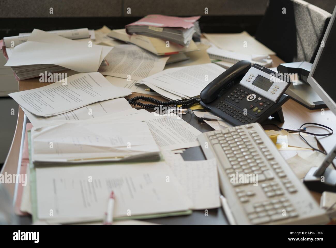 Overloaded Desk Woman Overloaded With Work In Office Stock Video