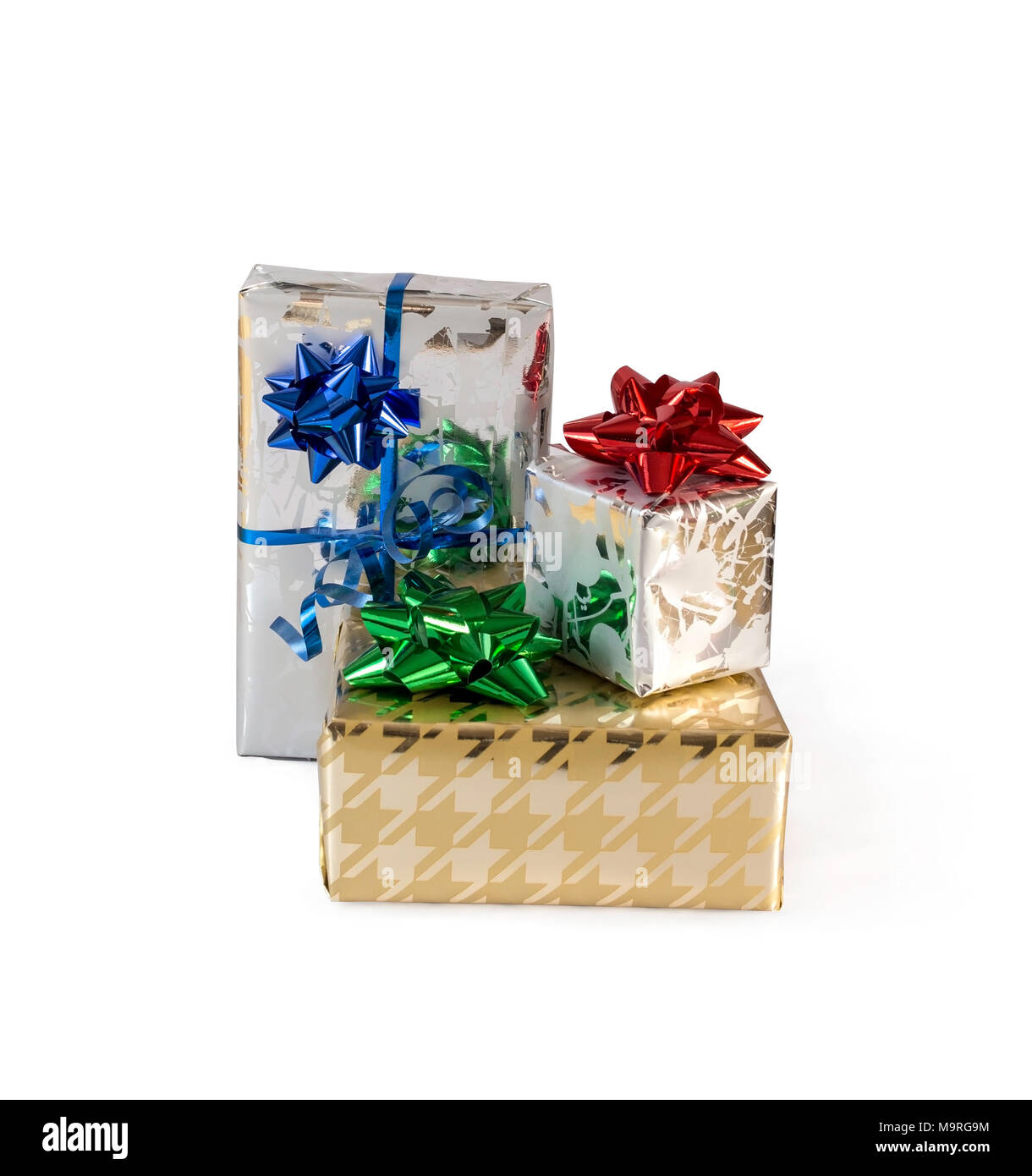 composition of three presents isolated on white Stock Photo - Alamy