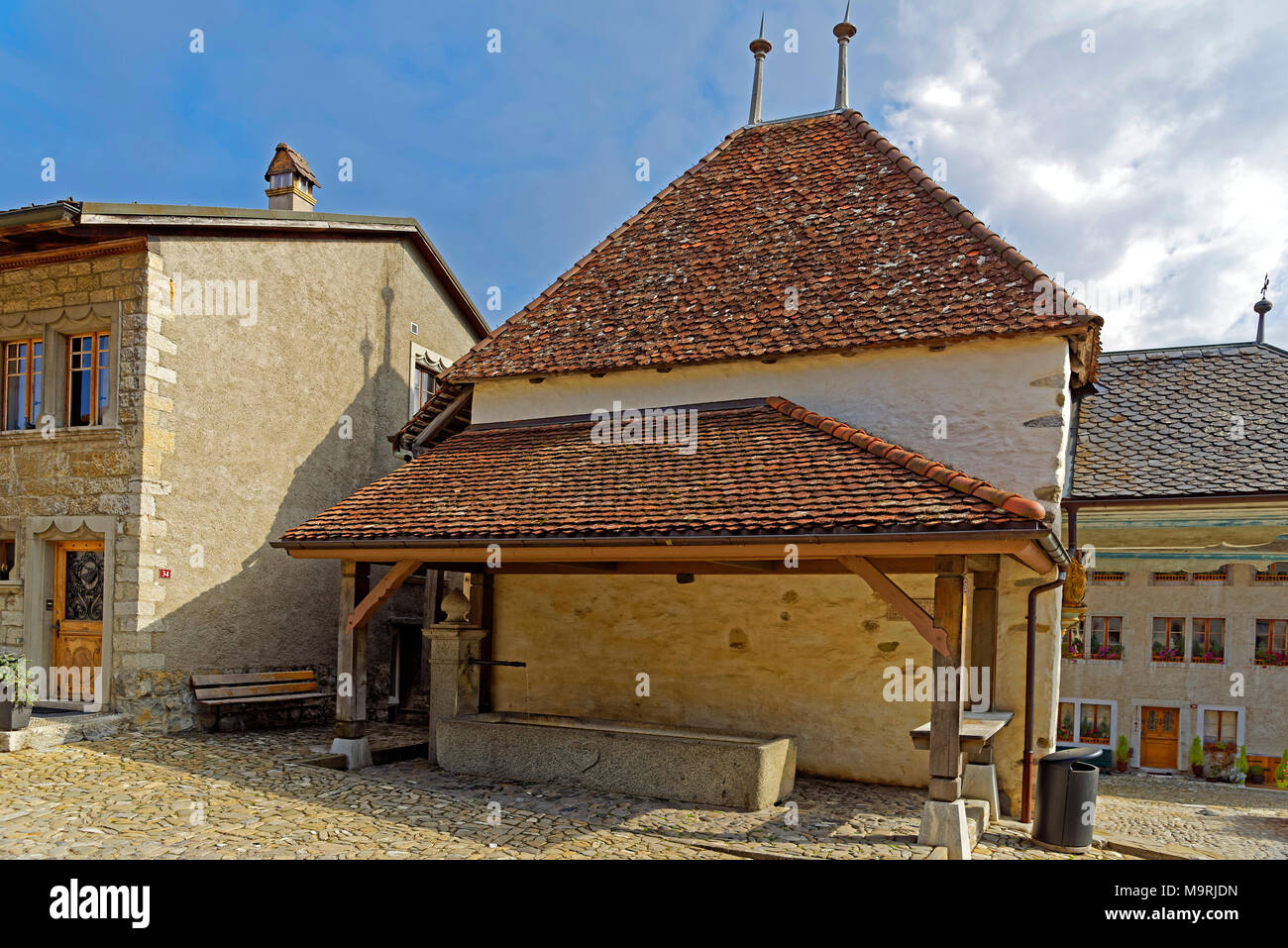 Europe, Switzerland, Freiburg, gruyere cheese, Rue you Château, wells ...