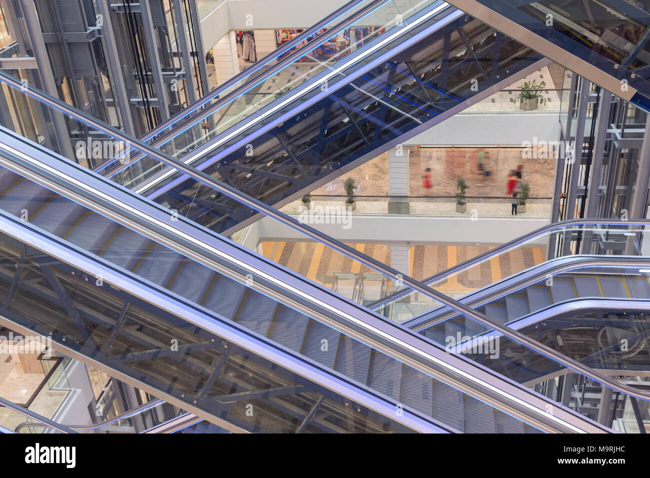 modern elevator staircase in the mall Stock Photo - Alamy