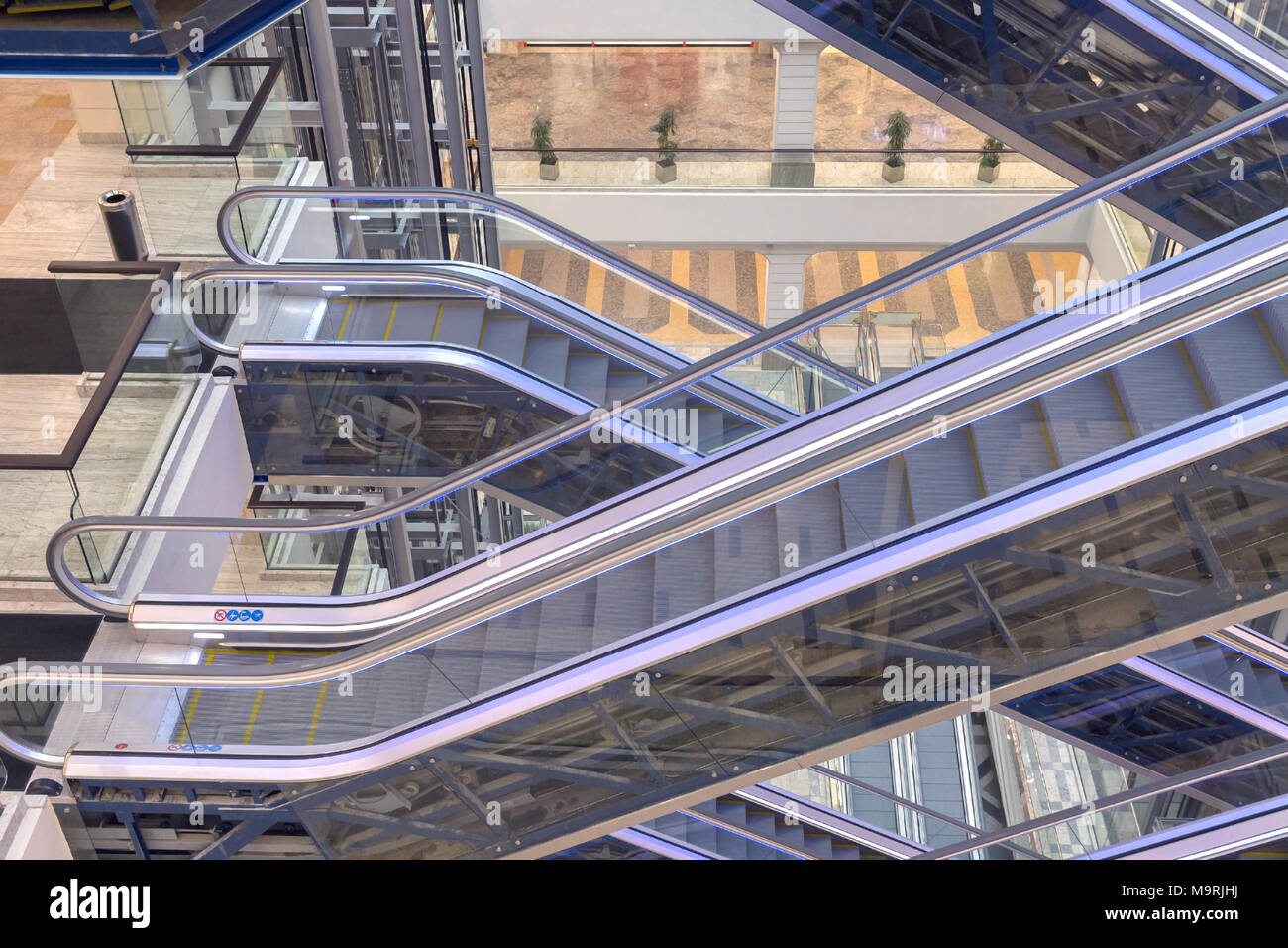 modern elevator staircase in the mall Stock Photo - Alamy