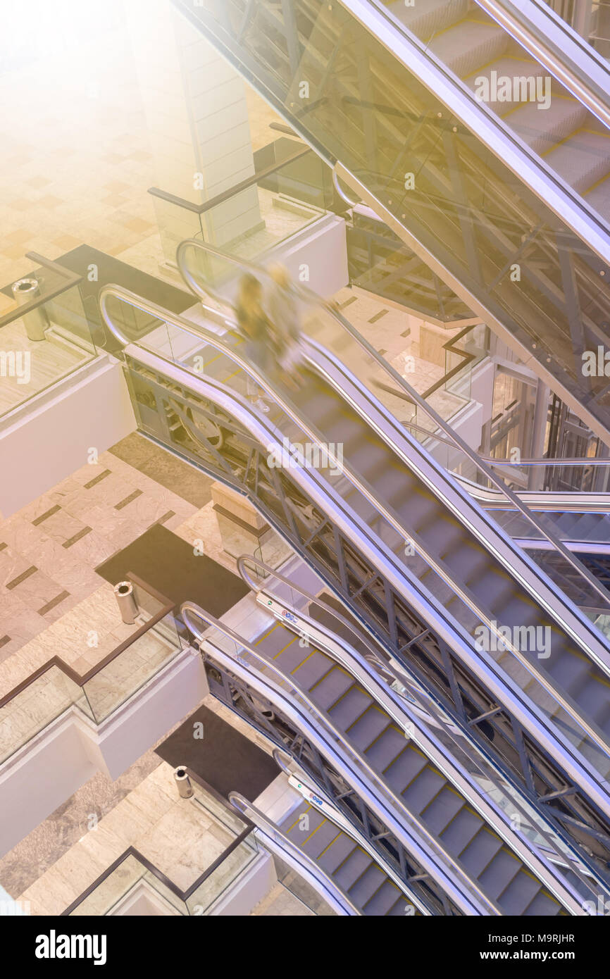 modern elevator staircase in the mall Stock Photo - Alamy