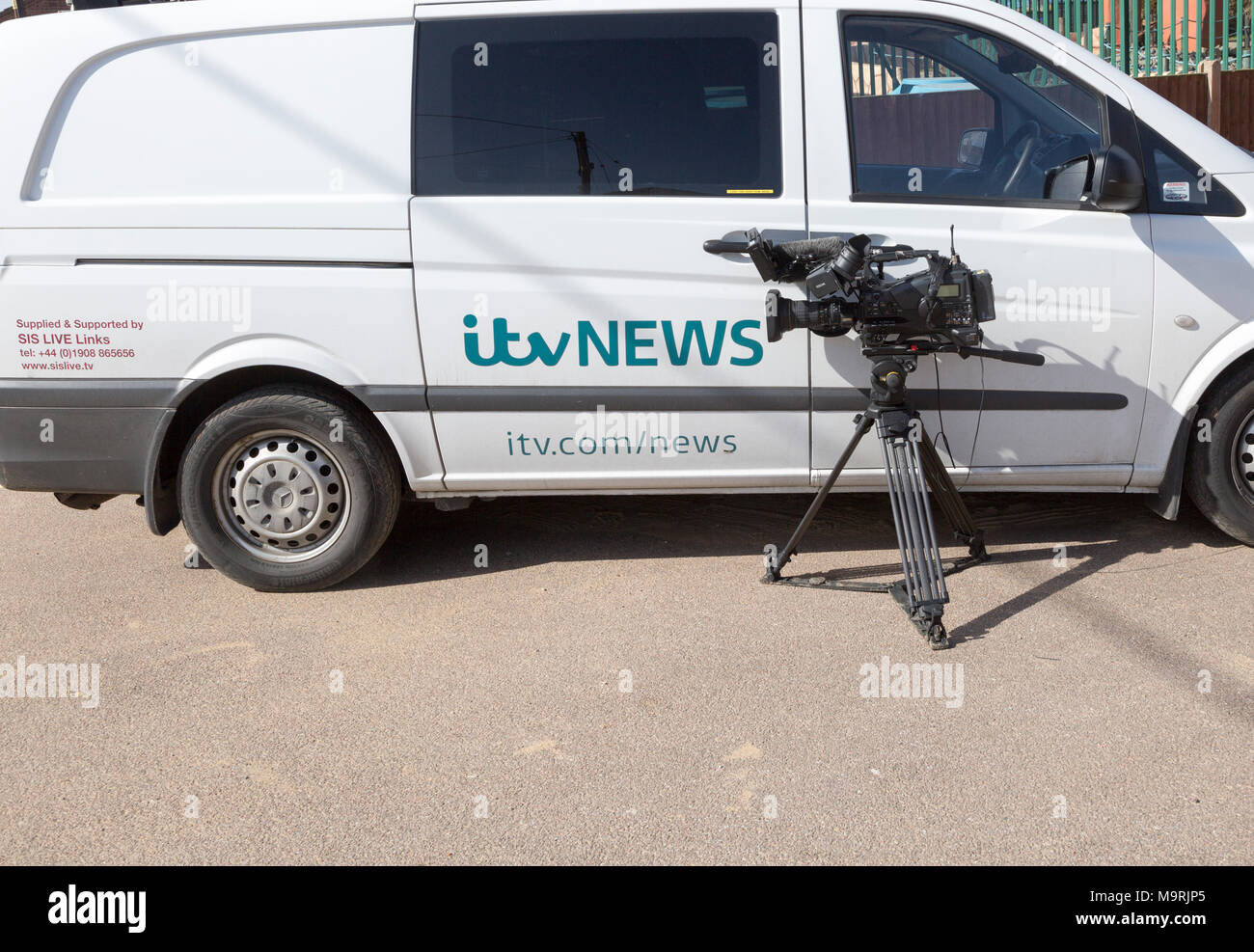 March 2018, ITV news camera and vehicle covering coastal erosion story ...