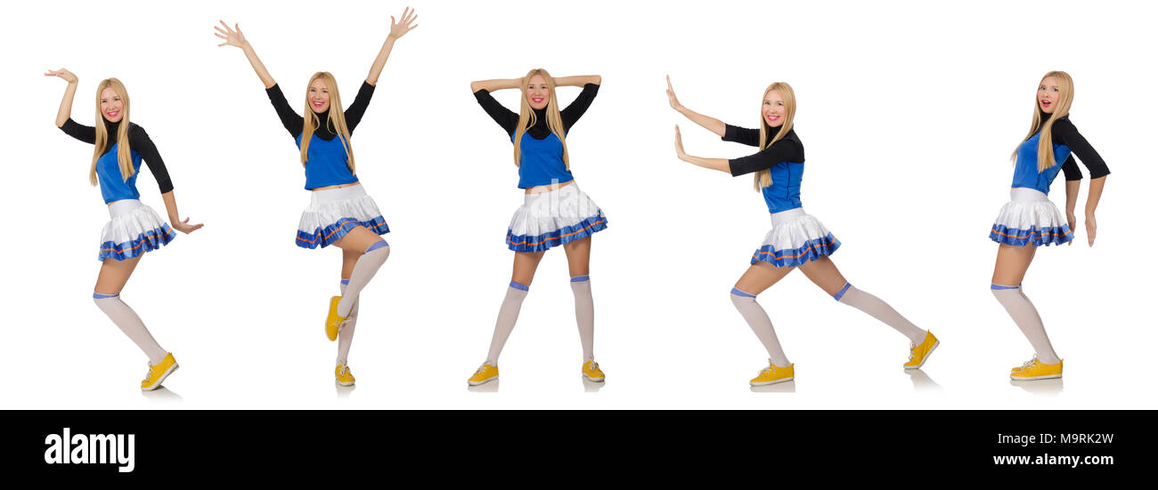 Cheerleader isolated on the white background Stock Photo - Alamy