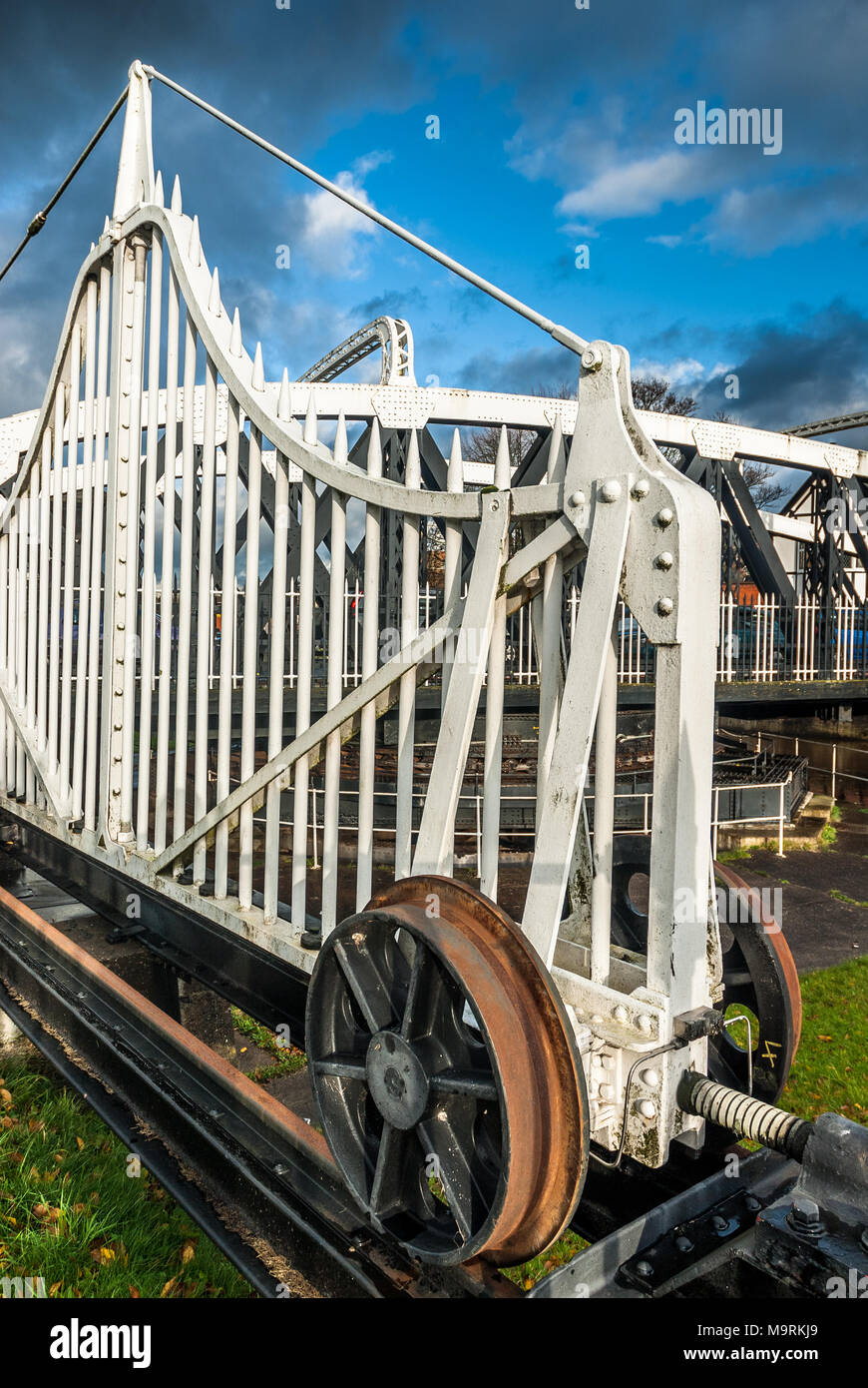 Swing bridge mechanical wheeled gate. Town Bridge built in 1899 ...