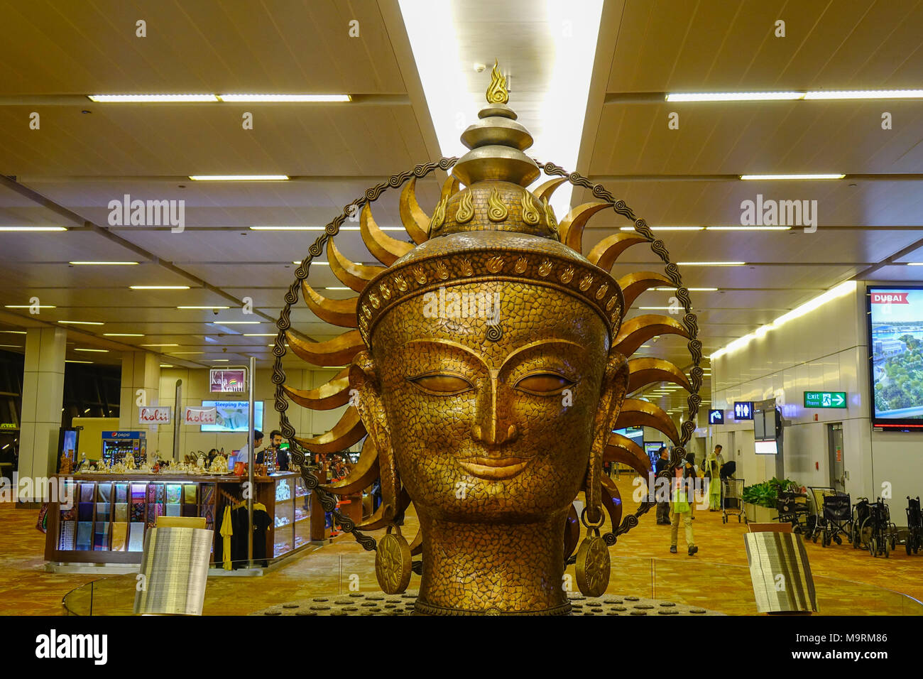 New Delhi, India - Nov 13, 2017. Statue of The Sun God at Terminal 3 of ...