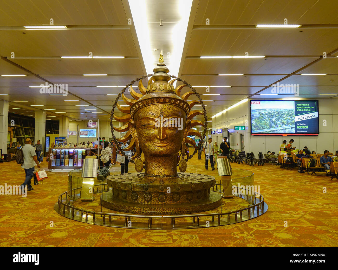 New Delhi, India - Nov 13, 2017. Statue of The Sun God at Terminal 3 of ...
