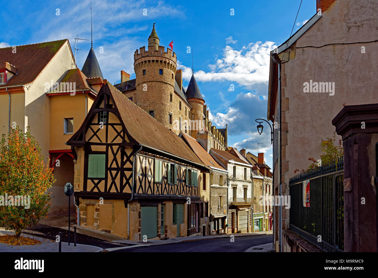Europe, France, Auvergne, Lapalisse, Rue you Commerce, street view ...