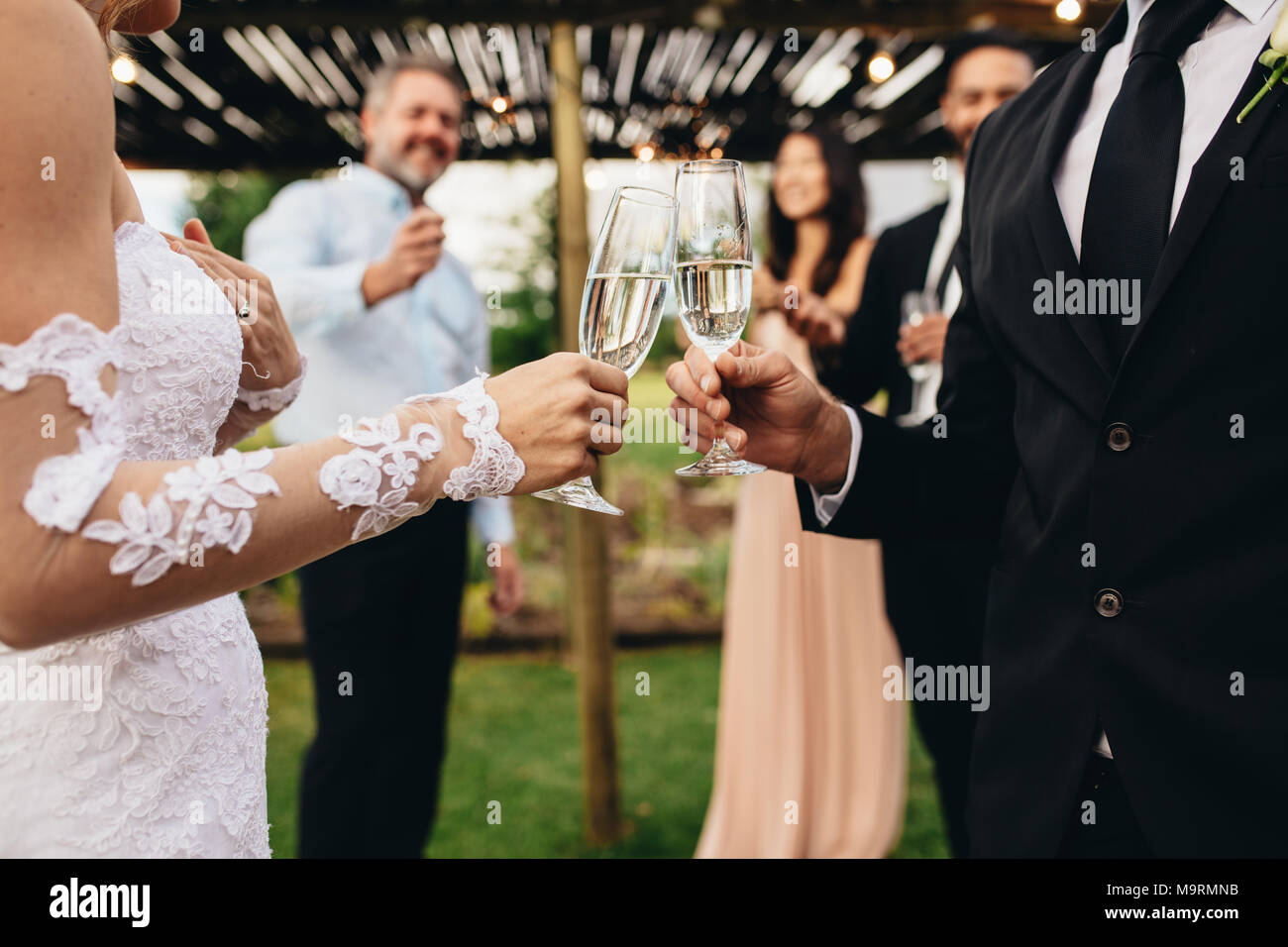 Bride And Groom Champagne Toast A Champagne Toast Right After The