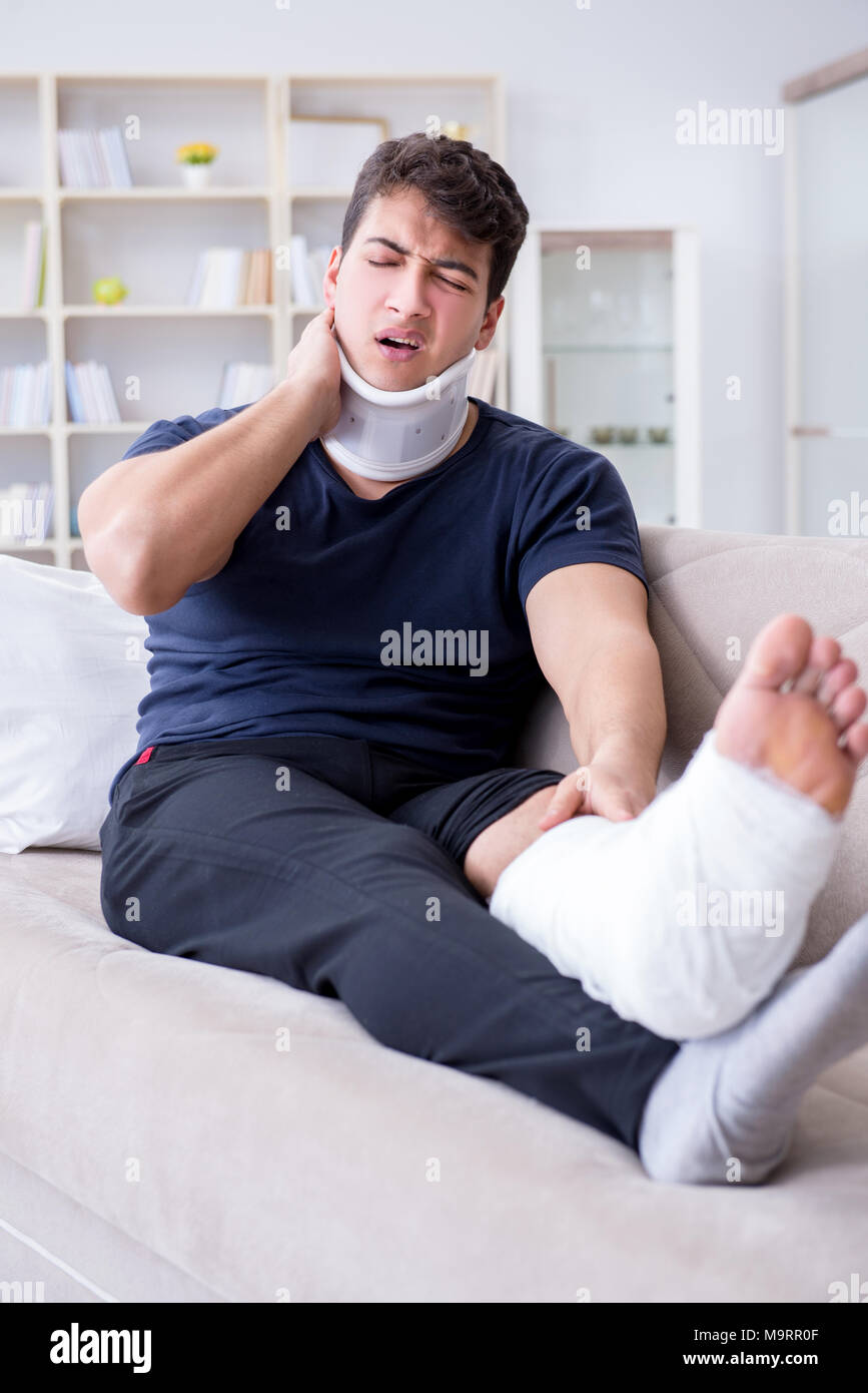 Man injured in car crash recovering at home from whiplash injury and ...