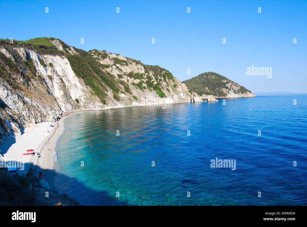 Panorama with reef on Sansone beach - Elba island - Italy Stock Photo ...